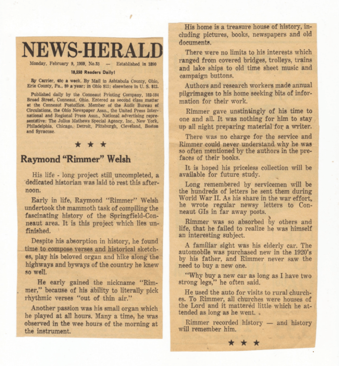 Raymond Welsh, Historian, Musician, Timekeeper, Poet, Dedicated ...